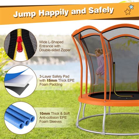 8 Feet Outdoor Unique Flower Shape Trampoline With Enclosure Net Costway