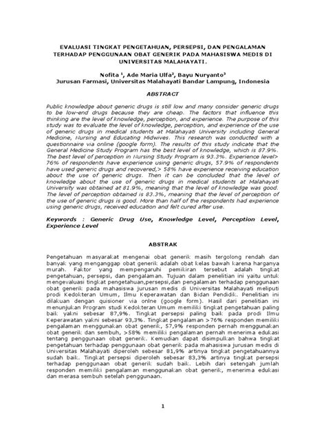 Evaluasi Penggunaan Obat Generik Pdf Pharmacology Pharmaceutical Evaluasi Penggunaan Obat Generik Pdf Pharmacology Pharmaceutical