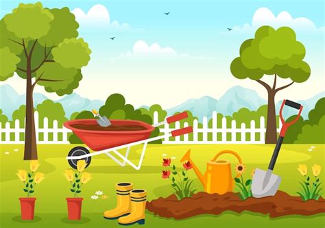 Premium Vector Gardener Illustration With Garden Tool And Farming In