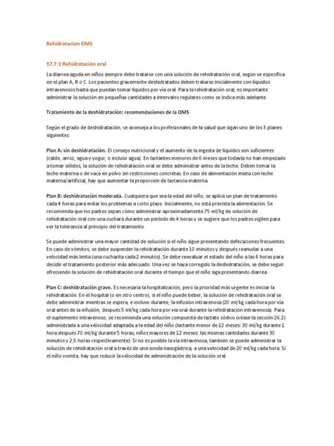 Rehidratacion Oms Pdf Diarrea Deshidración