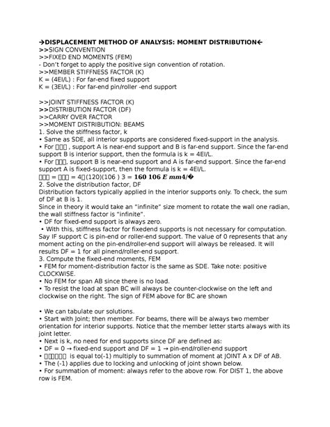 Displacement Method Of Analysi 1 Displacement Method Of Analysis