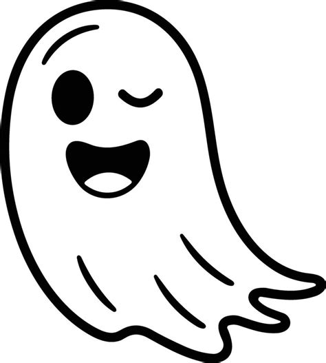 Winking Ghost Line Art Cute Halloween Spirit Illustration 67766351