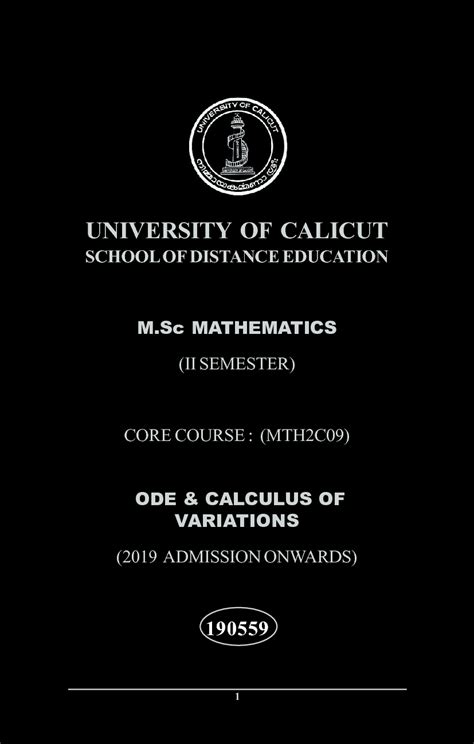 Solution Basics Of Ode Calculus Of Variations Studypool