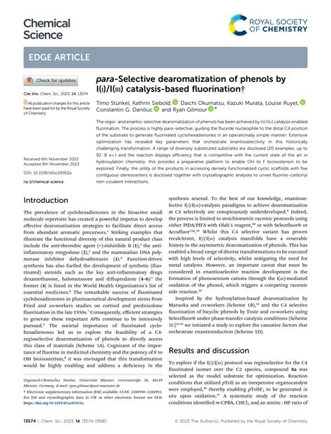 Pdf Para Selective Dearomatization Of Phenols By Iiiiii