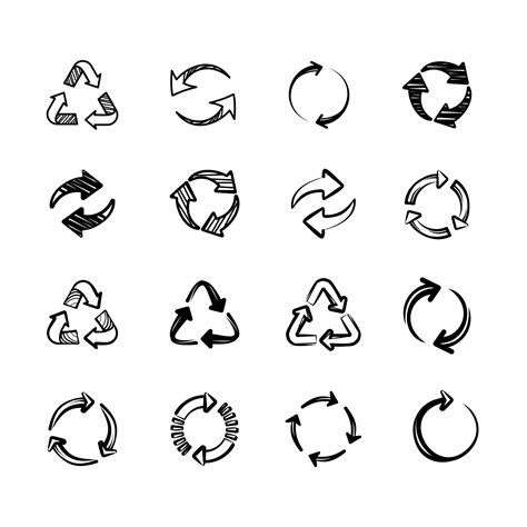 Set Of Abstract Recycle Symbol Vector Hand Drawn Recycle Icon