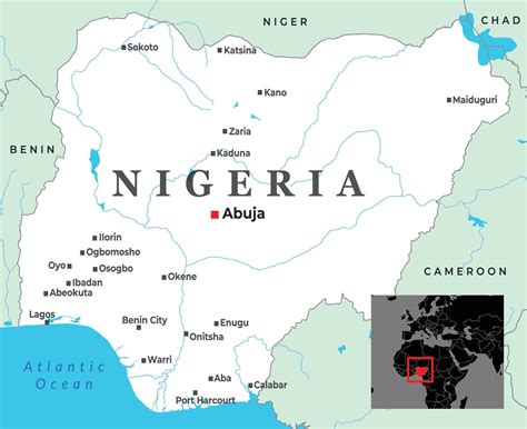 Political Map Of Nigeria Showing Major Cities Borders And Regional