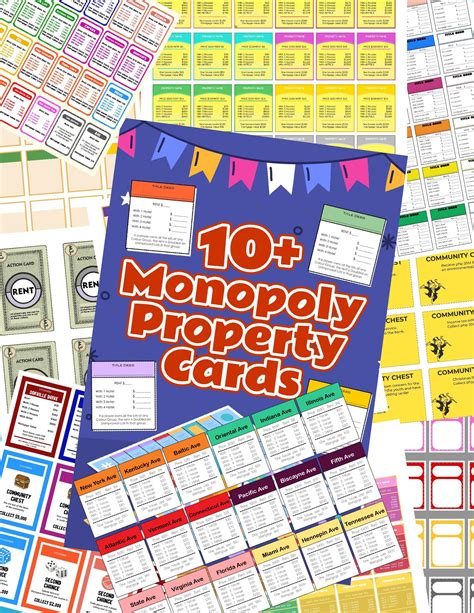 Printable Monopoly Property Cards Diy Title Deed Cards For Classic
