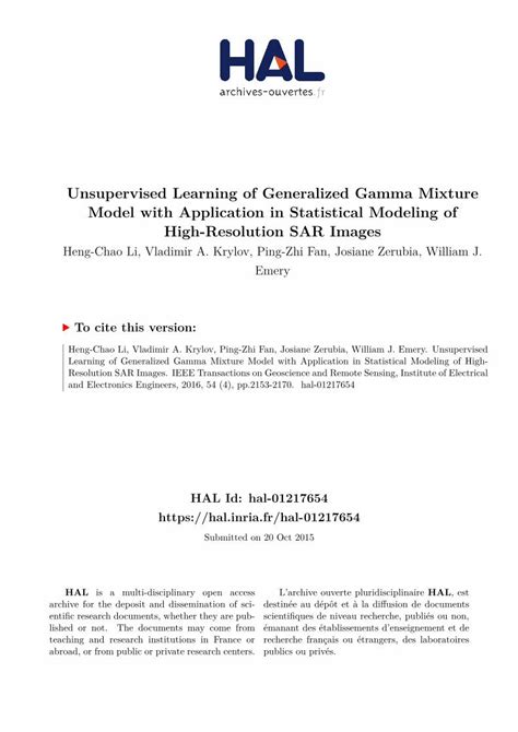 pdf unsupervised learning of generalized gamma mixture model