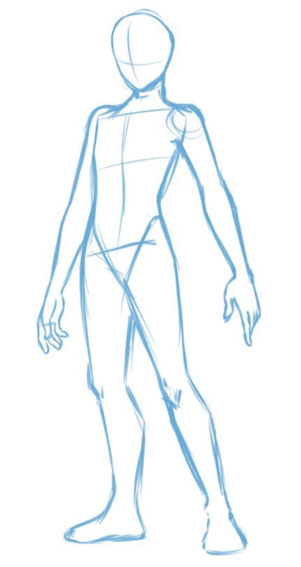 A Drawing Of A Mans Body In Blue Ink