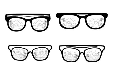 Premium Vector Summer Retro Vintage Sunset Sunglass Illustrations