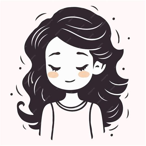 Premium Vector A Cartoon Girl With A Shy Face Logo Vector Illustration