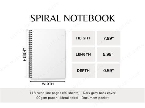Spiral Notebook Size Chart 2 Versions Sizing Guide Included Etsy