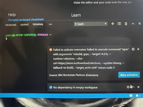 Trouble Starting · Issue 1122 · Ibm Blockchainblockchain Vscode