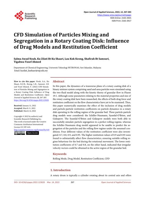 pdf cfd simulation of particles mixing and segregation in a rotary