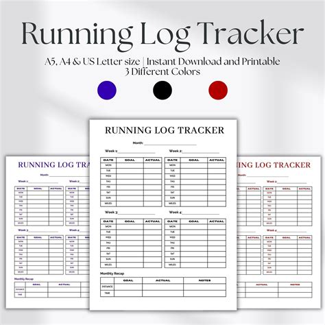 Pdf Printable Running Tracker Log Template Running Planner Cardio Training Log Health