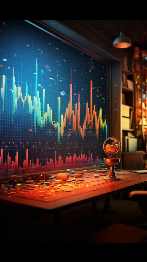 Dynamic Business Analytics Cartoon Style Digital Chart Background With Vibrant Colors Stock