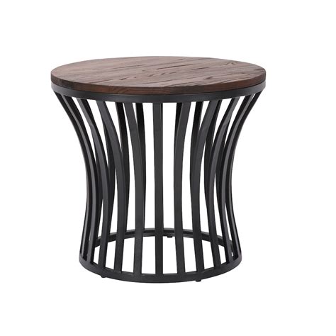 Bronte Living Metal Round Coffee Table 22 With Wooden Top Owen 1