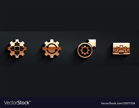 set processor gear and arrows as workflow gear vector image