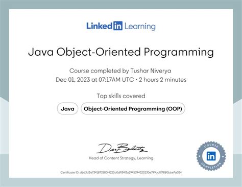 Just Finished Java Object Oriented Programming Tushar Niverya