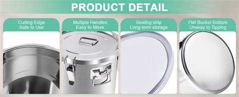 Tircoiude 304 Stainless Steel Airtight Canister 25lb Rice