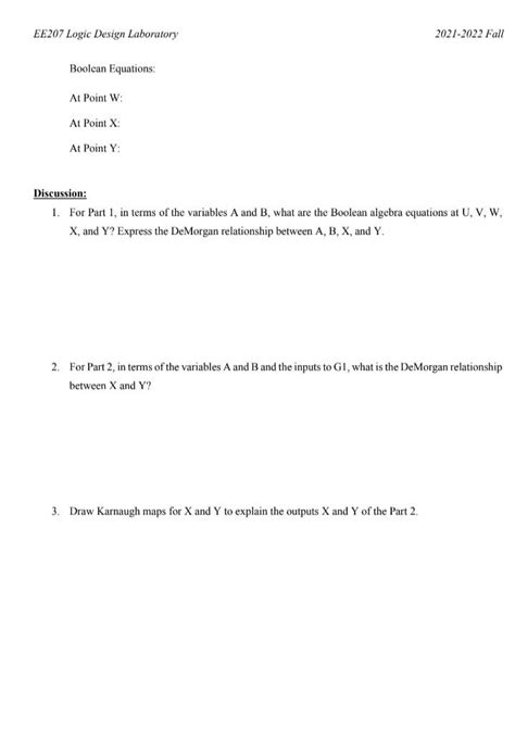 Solved Ee207 Logic Design Laboratory 2021 2022 Fall Boolean