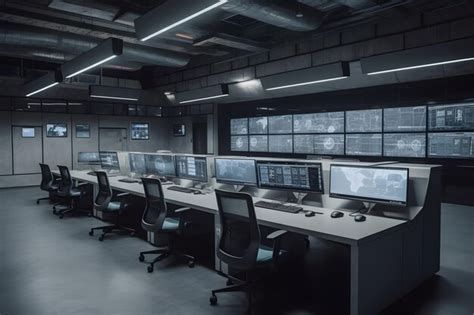 Premium Ai Image Empty Interior Of Big Modern Security System Control