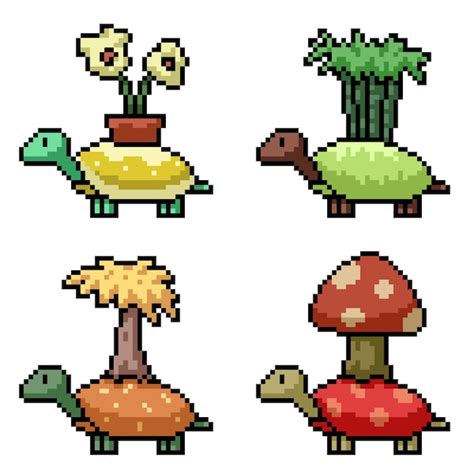 Premium Vector Pixel Art Fantasy Plant Turtle