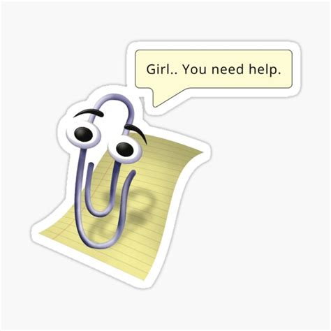 Vintage Clippy A 90s Microsoft Classic Retro Girl Sticker For Sale