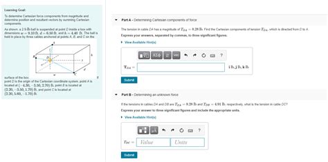 solved part a determining cartesian components of force