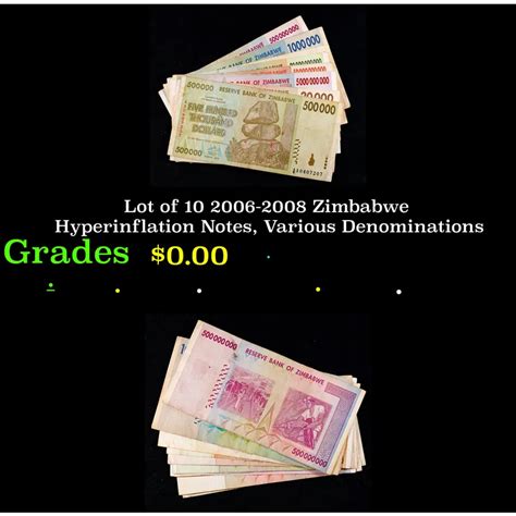 Lot Of 10 2006 2008 Zimbabwe Hyperinflation Notes Various