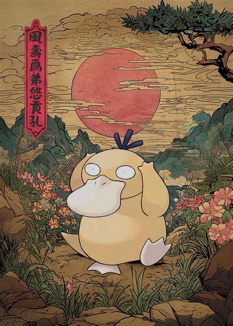 Psyduck Pokemon Print Japanese Style Pokemon Wall Art Brighton Posters