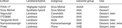 1 Origin Classification And Use Of Cultivars Download Table
