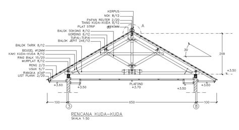 Ukuran Detail Kuda Kuda Kayu