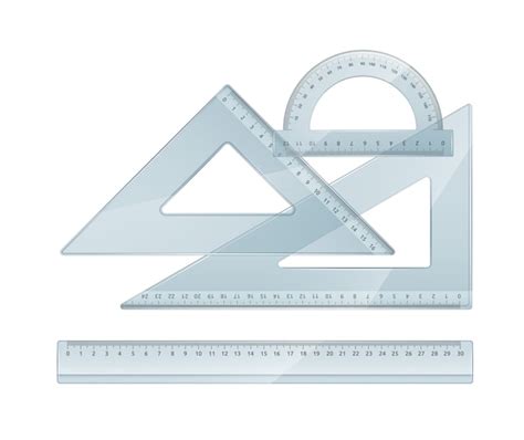 Premium Vector Set Of Measuring Tools Rulers Triangles Protractor Plastic School Rulers