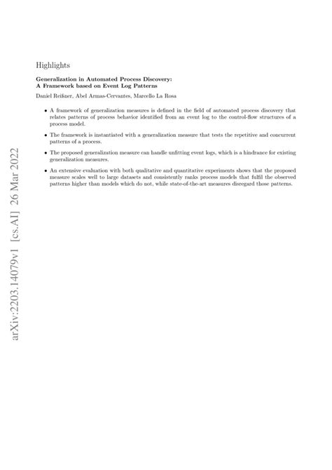 Generalization In Automated Process Discovery A Framework Based On