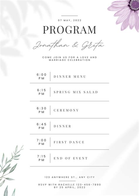 Program Layout Template Program Templates Free Tgtoec
