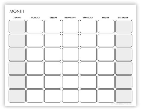 19 Blank Calendars Free Pdf Printables Simply Love Coloring