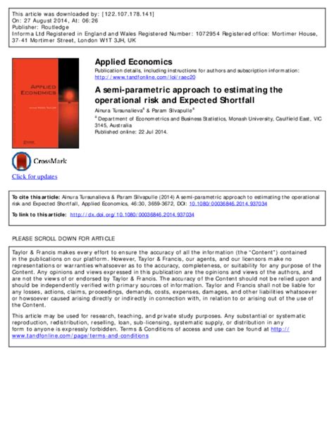 Pdf A Semi Parametric Approach To Estimating The Operational Risk And