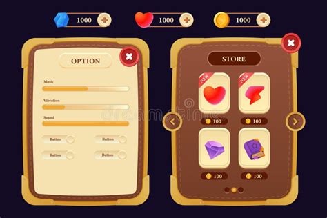 Game Asset Ui Design Cartoon Element With Elegant And Colorful Stock