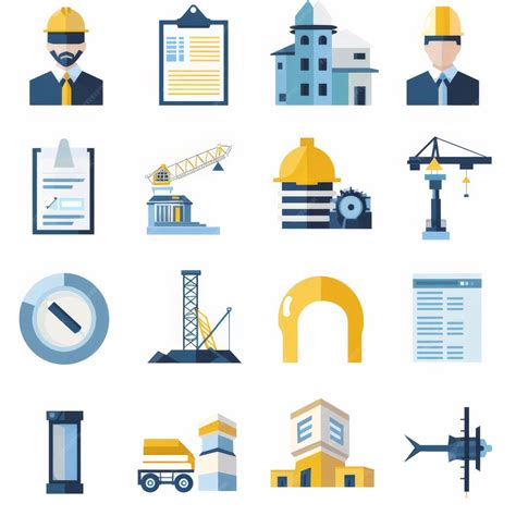 Premium Photo Flat Design Icon Set For Construction Management