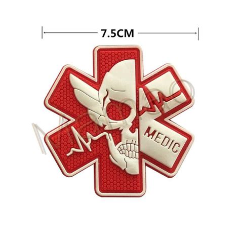 Parche Médico 3d De Pvc Parche Médico De Goma Paramédico Emt Med Primeros Auxilios Calavera