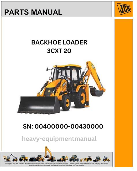 Jcb 3cxt 20 Backhoe Loader Parts Manual Sn 00400000 00430000 Heavy Equipment Manual