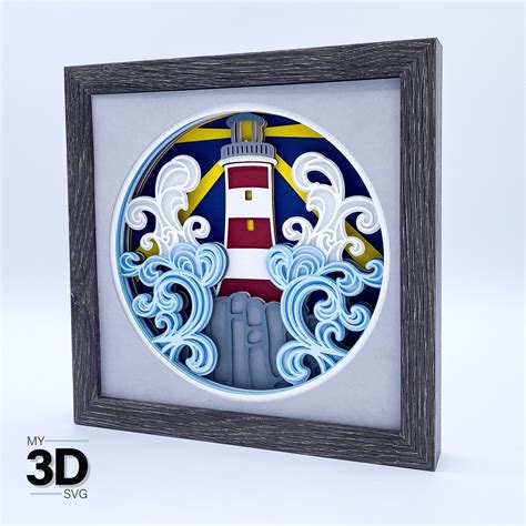 3d Lighthouse Svg Nautical Shadow Box For Cricut For Silhouette