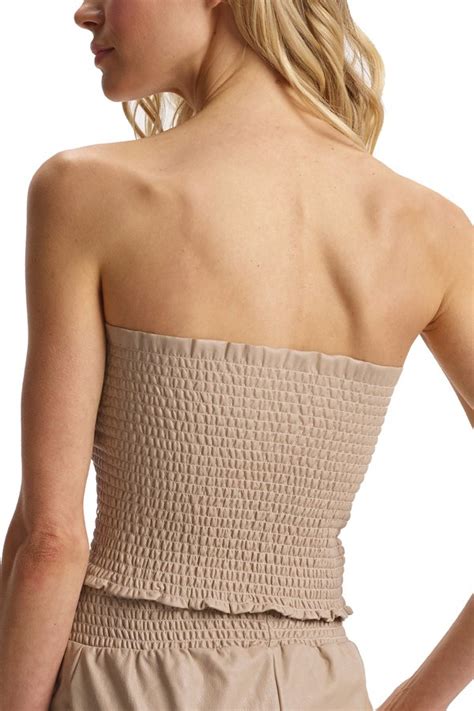 Commando Faux Leather Smocked Tube Top Flt202