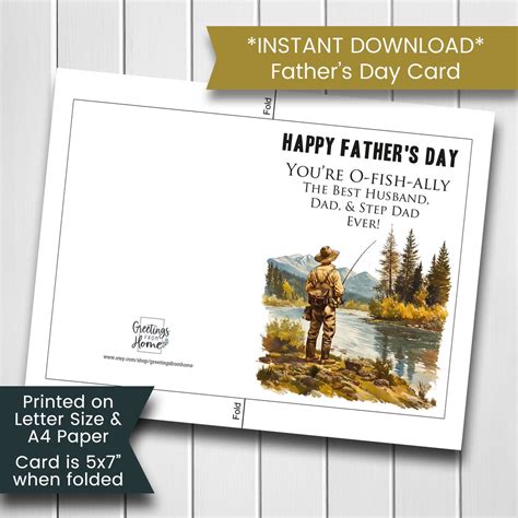 Printable Fathers Day Card Fishing Fathers Day Card For Dad Happy