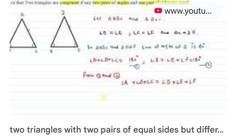 Draw Two Triangles Which Have Two Pairs Of Corresponding Sides Equal