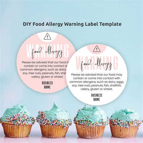 Diy Allergy Warning Sticker Template Feminine Food Allergens Sticker 1