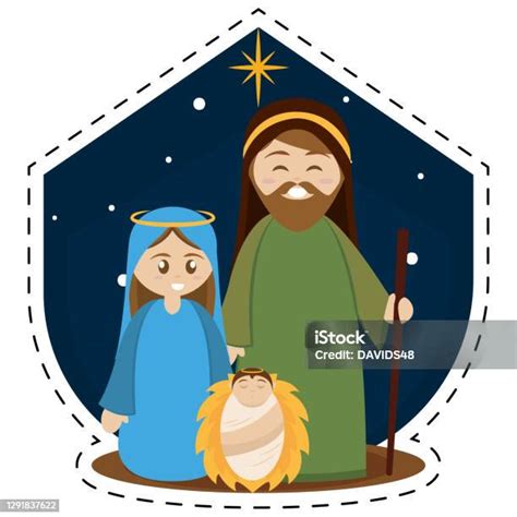 Aufkleber Einer Krippe Stock Vektor Art Und Mehr Bilder Von Josef Biblische Figur Josef