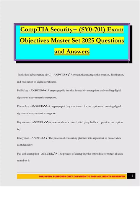 Comptia Security Sy0 701 Exam Objectives Master Set 2025 Questions