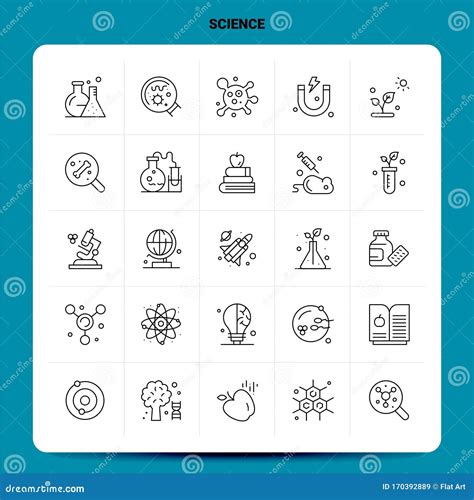 Outline 25 Science Icon Set Vector Line Style Design Black Icons Set Linear Pictogram Pack